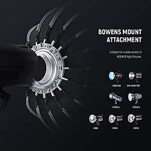 NEEWER 26inch/65cm Parabolic Softbox Quick Set up Quick Folding, with Diffusers/Honeycomb Grid/Bag, Compatible with Aputure 120d Light Dome Godox sl60w NEEWER RGB CB60 and Other Bowens Mount Lights