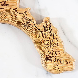 Totally Bamboo Destination Alaska State Shaped Serving and Cutting Board, Includes Hang Tie for Wall Display