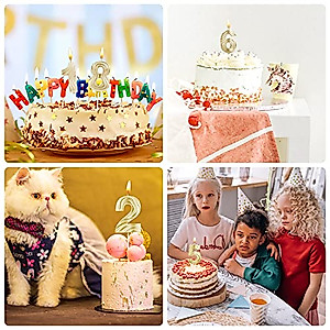 2.8inch Birthday Number Candle, 3D Candle Cake Topper Cake Numeral Candles Number Candles for Birthday, Wedding, Anniversary Parties, Celebration (Gold, 2)