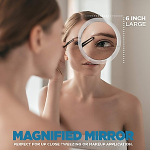 10X Magnifying Mirror & Slant Tweezers Set Makeup Application & Eyebrow Removal Essentials | Round Mirror With 3 Suction Cups & Stainless Steel Slant Tip Tweezer Use for Makeup Application 6 Inch