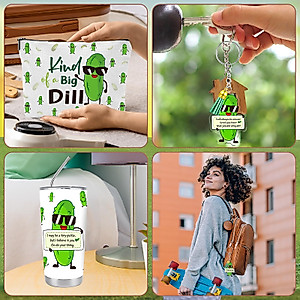 Keluna Pickle Gift for Pickle Lovers - 3Pcs Pickle Themed Gifts for Women, 20oz Funny Pickle Tumbler with Lid Straw Cucumber Makeup Bag Keychain for Women Girls Birthday Christmas Gifts Ideas