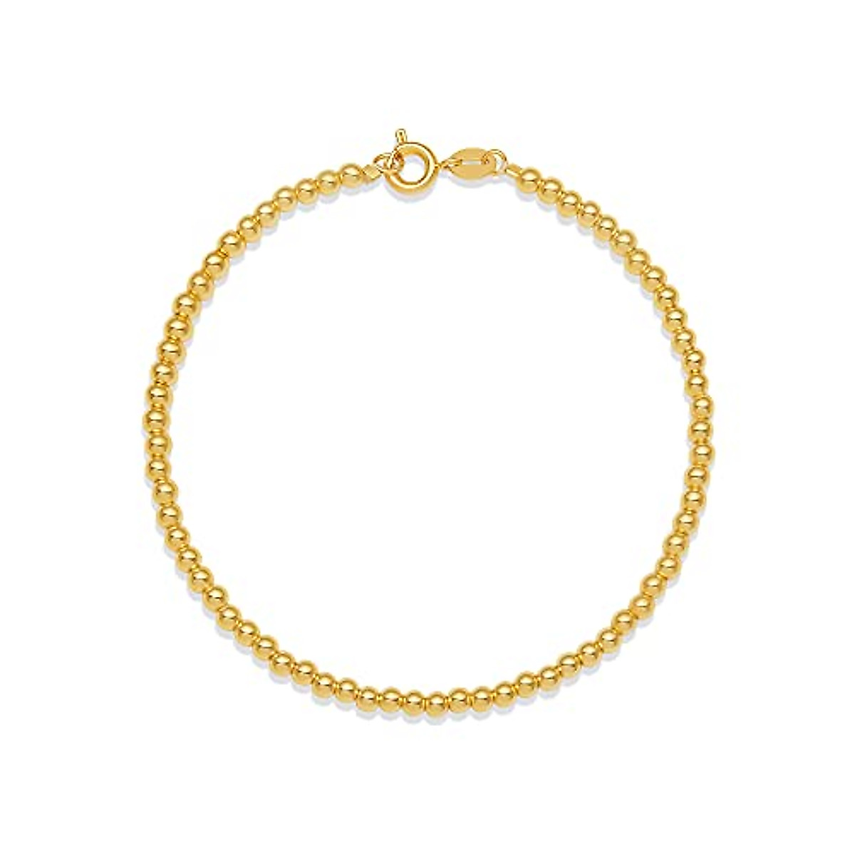 Amazon Essentials 14K Gold Plated Small Ball Chain Bracelet 7.5", Yellow Gold