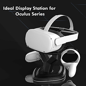 AMVR VR Stand Accessories Compatible with Meta Quest 2,Quest,Rift or Rift S VR Headset and Touch Controllers,with More Stable and Heavy Base (Black)