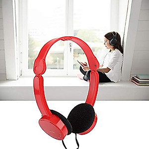 Demeras Kids Headphones Foldable Wired Headset Children Headphone with Microphone Boys Girls On Ear Headset for Online Learning (red)