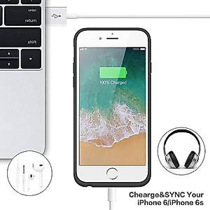 iPhone 6/6s/7/8/SE Battery Case Upgraded [6000mAh] Protective Portable Charging Case Rechargeable Extended Battery Pack for Apple iPhone 6/6s/7/8/SE (4.7') - Black