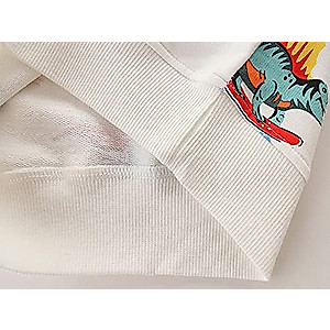 Bumeex Toddler Boy's Dinosaur Sweatshirt Clothes,Long Sleeve Shirt Top Outfit White Size 6