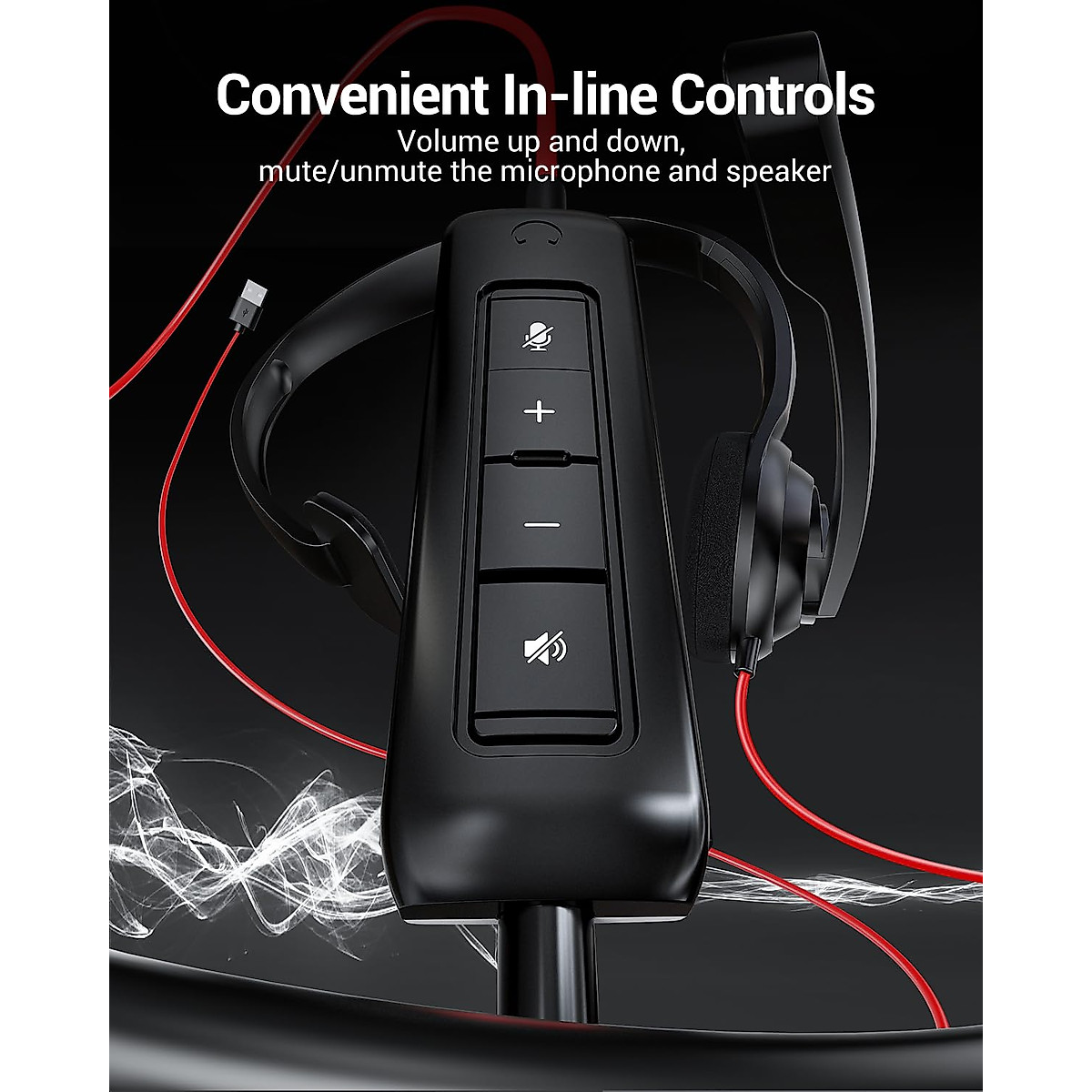 NUBWO HW02 USB Headset with Microphone Noise Cancelling &in-line Control, Super Light, Ultra Comfort Computer Headset for Laptop pc, On-Ear Wired Office Call Center Headset for Boom Skype Webinars