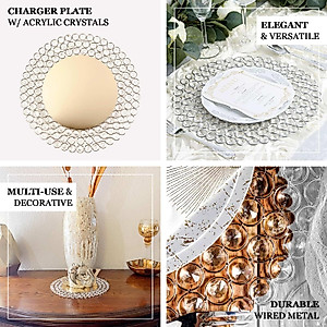Efavormart 14" Gold Wired Metal Charger Plate With 118 Acrylic Crystal Beads For Weddings Events