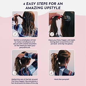 Pony Popper Hair Clip - Ultimate Solution for Full, Voluminous, and Natural Ponytails with Minimal Effort - Versatile Hair Clip for All Hair Types (Clear)