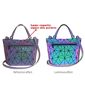 FOUCPOOM Geometric Luminous Purses and Handbags For Women Holographic Reflective Crossbody Bags Wallet Purse (Tassel handbag)