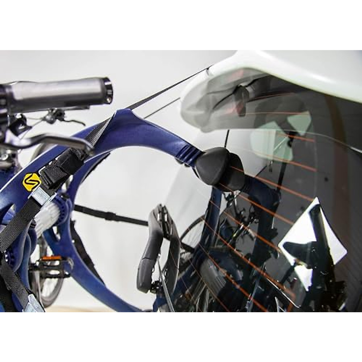 Saris Bones EX Car Trunk Bicycle Rack Carrier, Mounts 3 Bike, Blue - Durable, Rust-Free, Anti-Sway Straps, Fits Most Vehicles, Made in USA, Arc-Based Design, 100% Recyclable Materials