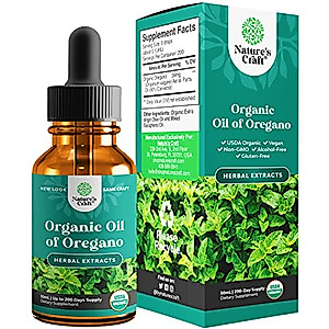 Oregano Oil Organic Liquid Drops - Super Concentrated USDA Organic Oil of Oregano Drops for Immune Support and Digestive Health - Vegan Non GMO 100% Pure Oregano Oil Drops for Adults and Kids
