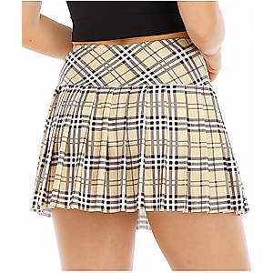 sandbank Women's Active Skirts and Shorts Lightweight Pleated Athletic Skorts for Running Tennis Golf Workout Sports S-XXL (Apricot,L)