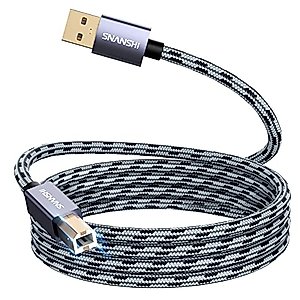 SNANSHI Printer Cable 25 ft USB Printer Cable USB A to USB B Cable Printer USB Cable Compatible with HP, Canon, Dell, Epson, Lexmark, Xerox Printer and More