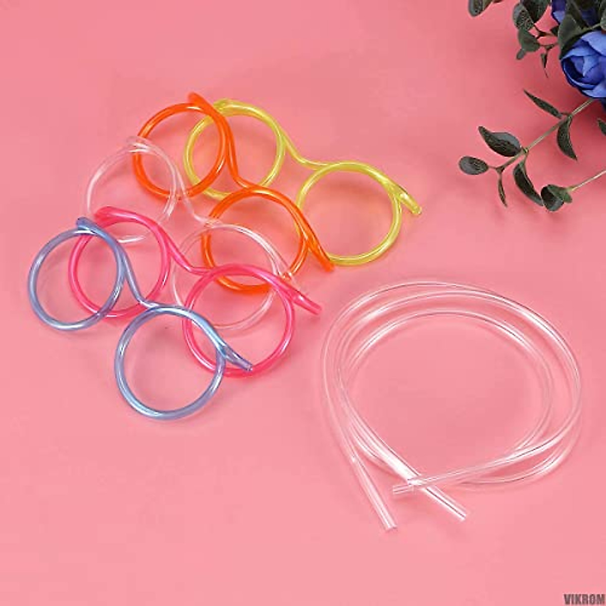 Drinking Straws Glasses Plastic - 5Pcs Fun Glasses Straw Covers Cap Reusable Straws for Kids Glasses Straws Drinking Adult Party Fun Straws for Eye Glasses Straw Tube Toy and Birthday Party Set
