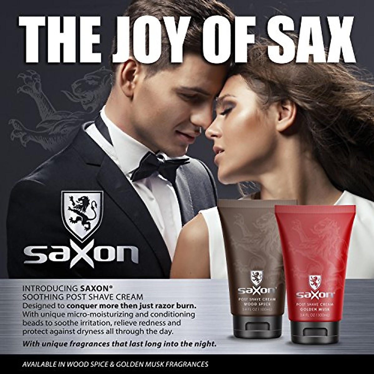 Saxon Post Shave Cream with Micro Moisturizing and Conditioning Beads, Golden Musk