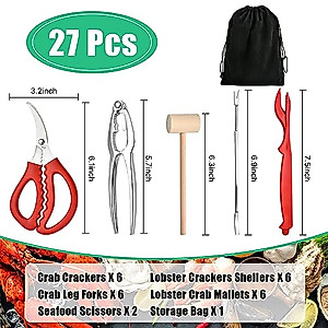 Aemygo 26 Pcs Seafood Tools Set Include Crab Crackers, Seafood Scissors, Lobster Sheller, Crab Hammer,and Shellfish Forks,Nutcracker Nut Cracker Set