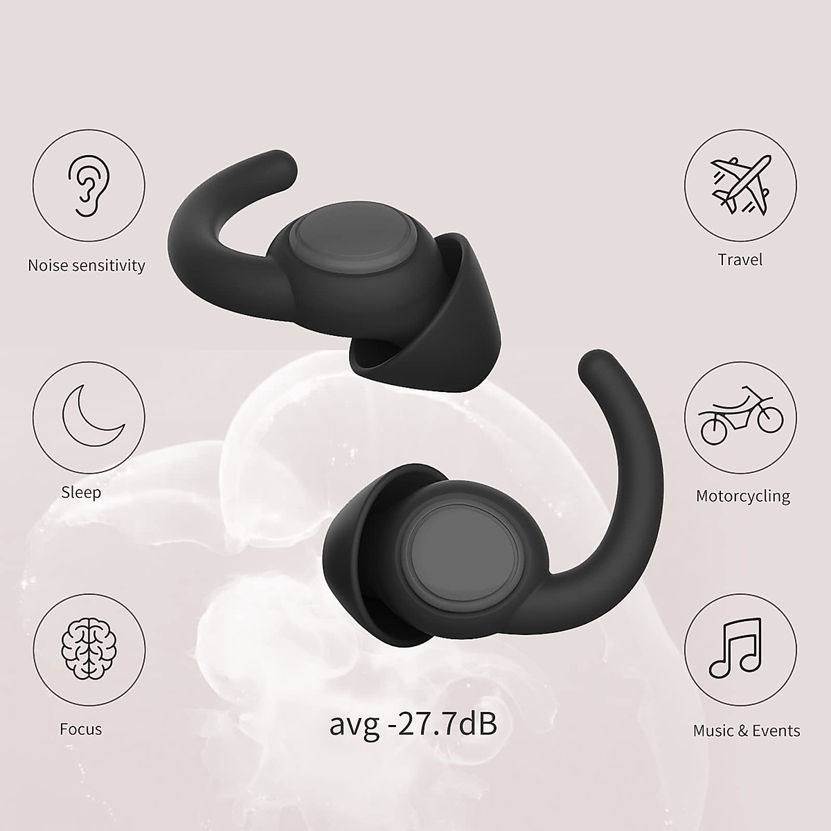 WUTAN Ear Plugs for Sleeping Noise Cancelling 14-38dB, Comfortable Soft Reusable Silicone Ear Plugs Noise Reduction Earplugs for Sleep, Snoring, Concert, Work, Travel
