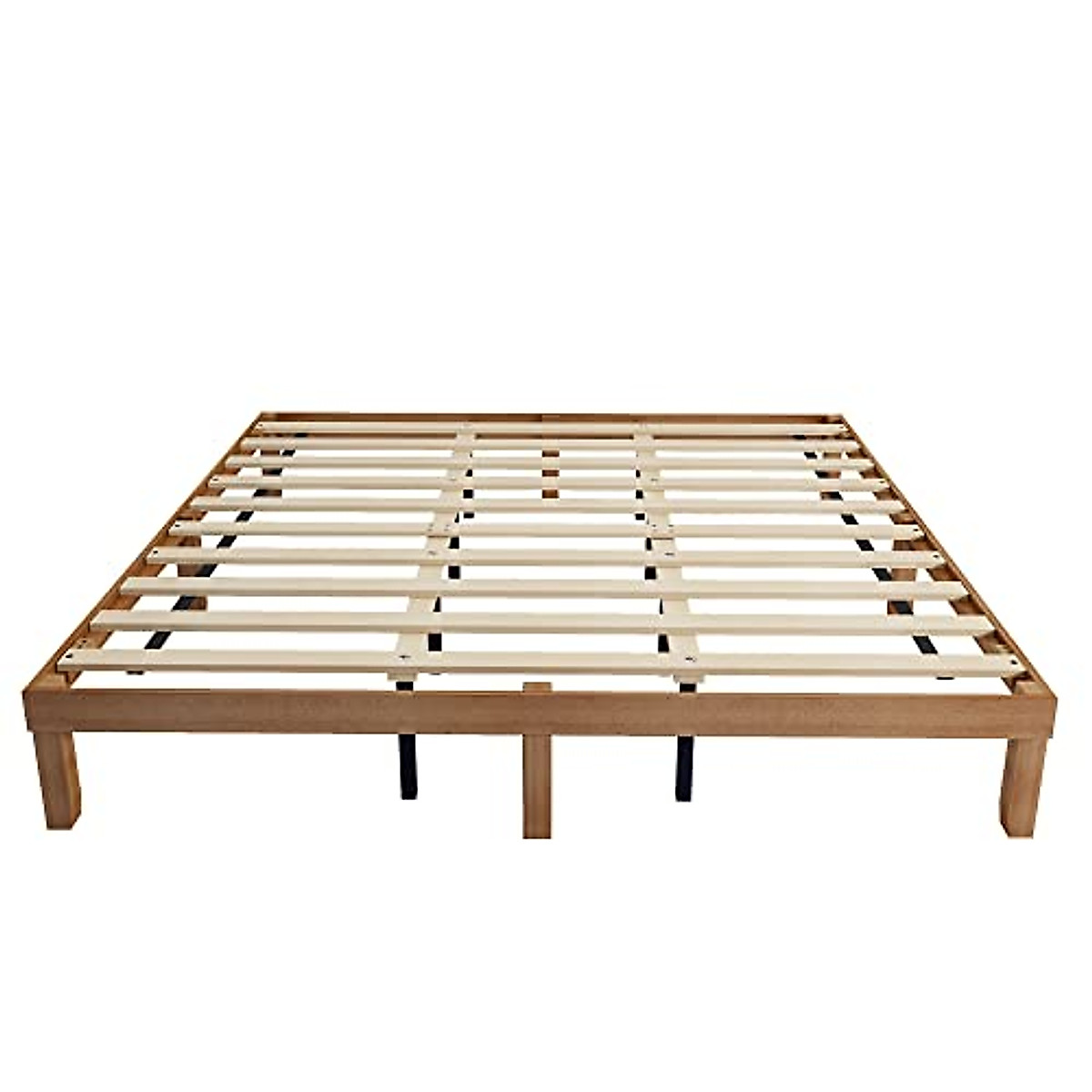 HomSof King Size Solid Wood Platform Bed, No Box Spring Needed, Strong Wood Slat Support, Easy Assembly