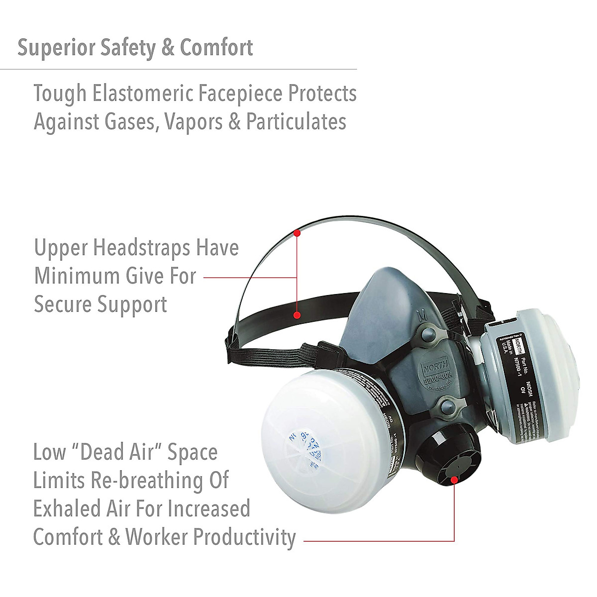 Honeywell Safety Products Paint Spray & Pesticide Reusable Half Mask OV/R95 Respirator Convenience Pack, Large (RWS-54028)