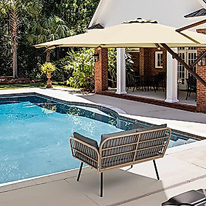 YITAHOME Patio Loveseat, All-Weather Wicker Rattan 2 Seater Sofa with Cushions & Lumbar Pillows, Outdoor Patio Furniture Set for Patio, Balcony, Backyard, Deck, Poolside - Grey