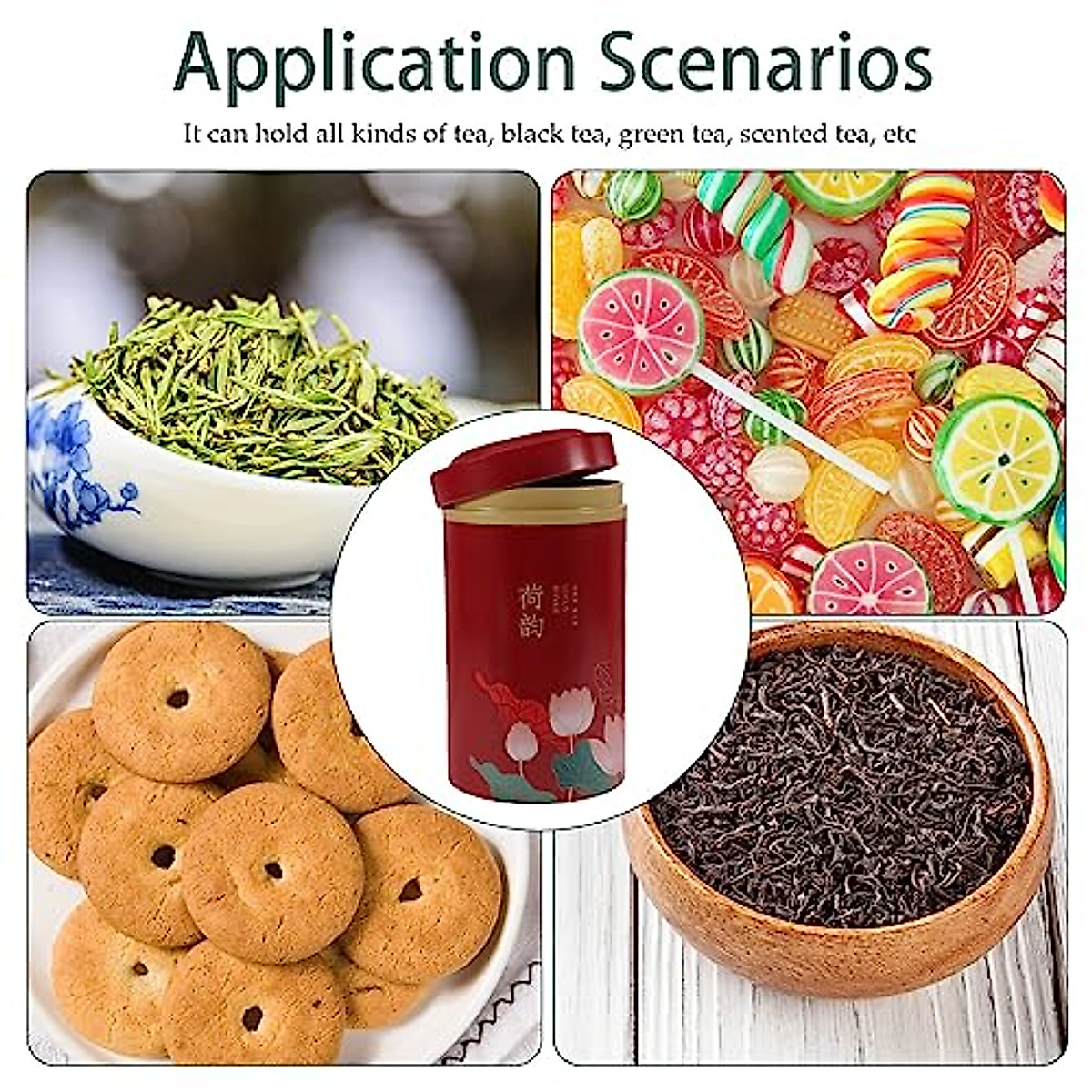 UPKOCH Tea Tin Canister Metal Sealed Coffee Jar with Lid Airtight Tea Container Loose Tea Storage Box Vintage Tinplate Candy Holder for Chocolate Sugar Red