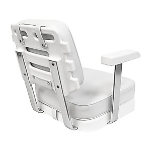 Wise 8WD562-3-710 Ladder Back Helm Chair with Arm Rests, Cushions and Mounting Plate, White