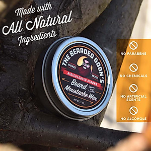 The Bearded Goon Ridiculously Strong Mustache and Beard Wax for Men | All Day Style Control to Tame Facial Hair | All Natural Handlebar Moustache Wax - 1oz (30ml)