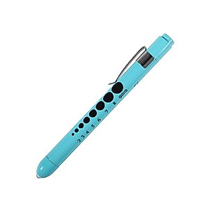 Aokin Medical Pen Light for Nurse Doctor, Reusable LED Medical Penlight Flashlight with Pupil Gauge and Ruler, White Light, Sky Blue