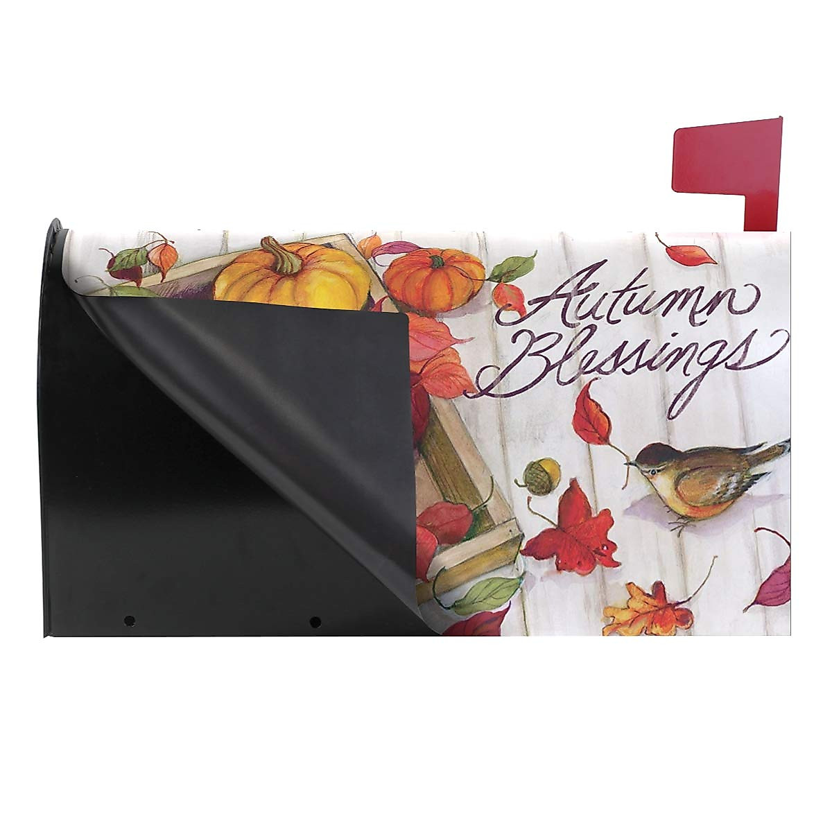 Vdsrup Autumn Pumpkins Cardinal Mailbox Covers Magnetic Fall Maple Leaves Birds Mailbox Cover Standard Size 18" X 21" Mailbox Wraps Post Letter Box Cover Garden Decoratives