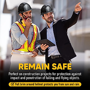 Hard Hat Construction OSHA Approved Vented Full Brim Safety Helmet Black Design Hard Hats, Cascos De Construccion Work Hardhat, 6 Point Ratcheting System | Meets ANSI Z89.1