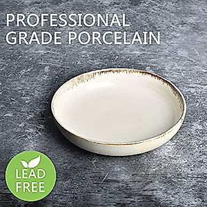 Bosmarlin Stoneware Large Pasta Bowls, 40 Oz, Set of 4, Big Salad Bowls, Microwave and Dishwasher Safe (Barely beige, 9.3 in)