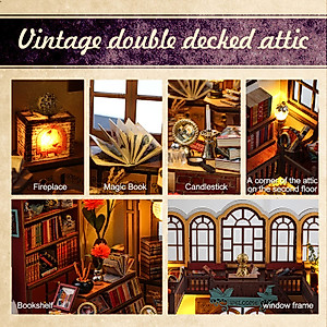 INSGEN DIY Miniature Dollhouse Greenhouse Building Room Kit, Wooden Diorama Book Nook House Kits Build Crafts for Adults, Miniature Street Tiny Library House Making Kit 1:24 Scale