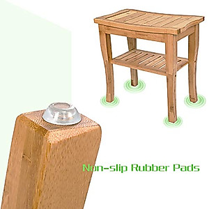 kinsuite Bamboo Shower Bench and Bath Chair Seat Corner Shower Stool for Indoor & Outdoor