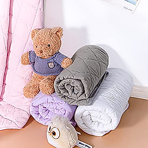 NTBAY Down Alternative Toddler Comforter, Lightweight and Warm Solid Color Baby Crib Quilted Blanket, 39x47 inches, Smoke Grey