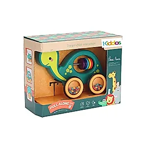 Pull Along Rolling Animal Toy [Updated Design-Without Beads in Wheels]- 18 Months and Up Pull & Pull Toys for Toddlers-Boys & Girls (Turtle)
