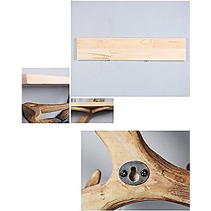 Vintage Cast Deer Antlers Hanging Wall Hooks (10 Hooks) with Floating Wall Resin Shelf Bathroom Storage for Hat Scarf Bag Key Clothes Kitchen Towel Holder Reindeer Hanger Wall Wedding Gift (Beige)