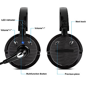 Golvery Bluetooth Headset with Microphone, Wireless Bluetooth Headphone for Phone/Laptop/PC, CVC6.0 Noise Cancelling Mic for Office Skype On-line Conference, Dual Link, Auto Reconnect, Foldable Design