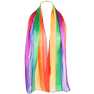 Hat To Socks Chiffon Satin Scarf with Rainbow Stripes