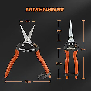 Zegos 7" All-Metal Trimming Scissors with 3" Long Blades for Leaves and Bud Cutting, Pruning Snips Garden Scissors for Vine Cutting, Plants and Herb Trimming (1 Pack)