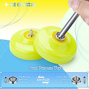 MAGICYOYO K2 Yoyo for Kids, Responsive Yoyo Professional Plastic Yoyo Ball, Unresponsive Yoyo for Adults with Concave Bearing, 12 Yoyo Strings, Bearing Puller, Yo-yo Case (Yellow)