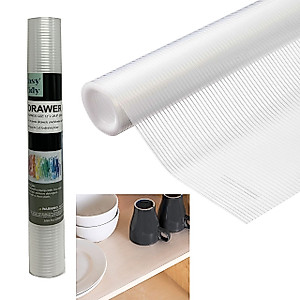 1 Roll Clear Ribbed Shelf Drawer Liner Cover 12"X30" Non Slip Cushion Grip Mat 1 Roll Clear Ribbed Shelf Drawer Liner Cover Non Slip Cushion Grip Tool Box Mat Pad 12" Wide X 30" Long Approx Lining