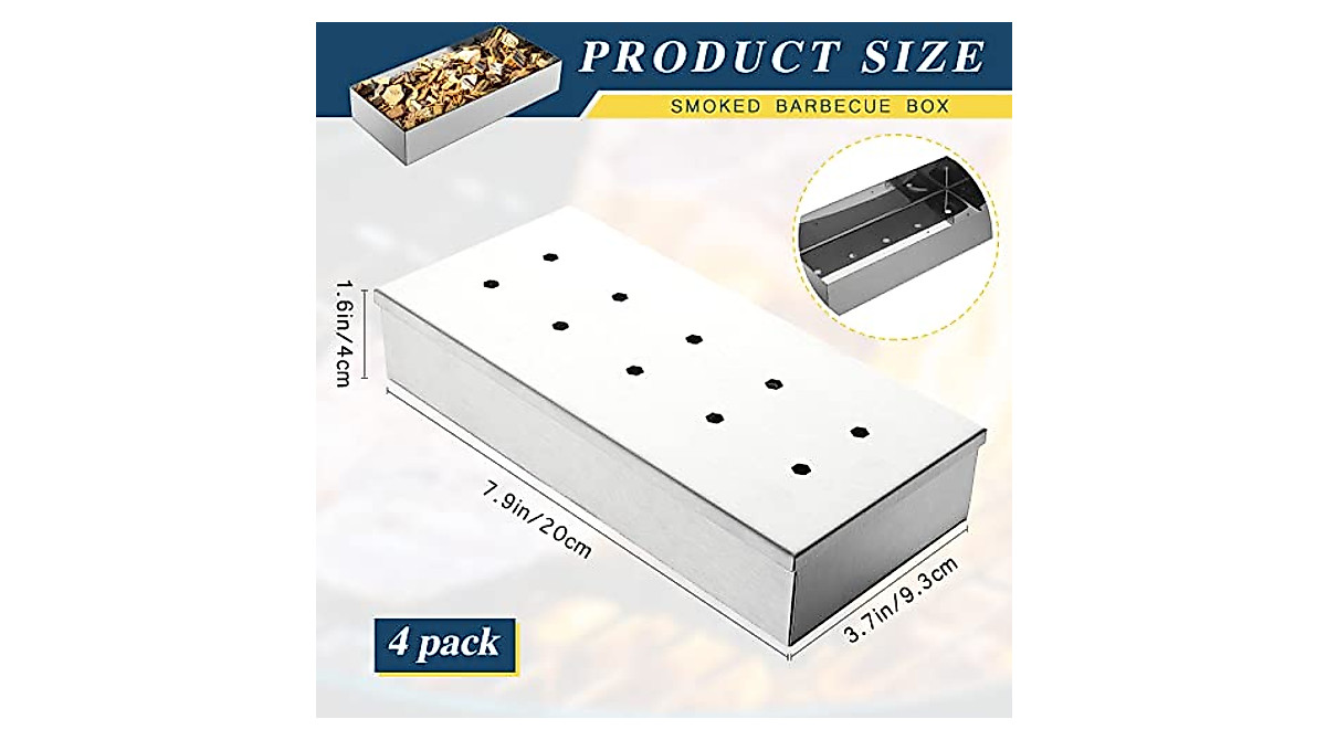 4-Piece Stainless Steel Smoker Box Set for BBQ Gas & Charcoal Grills