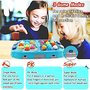 EPAPHRAS Whack Mole Game Toy for 3+ Year Old, Large Size Pounding Toy with PK Mode, Interactive Educational Toys Early Developmental Toys for Kids, Birthday Item