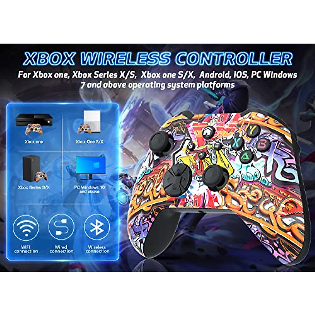 Wireless Controller Replacement for Xbox One, Special Edition Custom Game Controller Compatible with Xbox Series X/S, Xbox One S/X, Android/iOS/PC Gamepad Windows 7 8 10 11 Made with Advanced HydroDip Print Technology