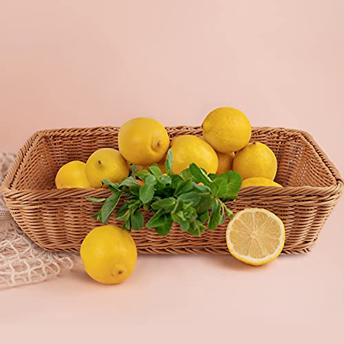 4 Pack 11.8 Inches Poly Wicker Woven Bread Baskets, Imitation Rattan Baskets, Poly Woven Baskets for Fruit, Food, Vegetables2