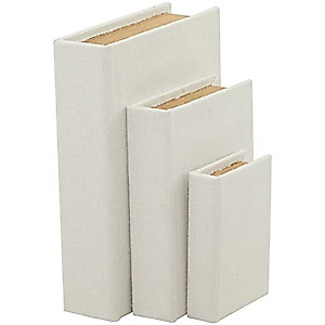 Deco 79 Modern Linen Rectangle Box, Set of 3 12", 9", 6"H, White