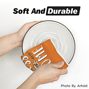 Artoid Mode Flower Basket Truck Pumpkin Fall Kitchen Towels Dish Towels, 18x26 Inch Bowknot Thanksgiving Decoration Hand Towels Set of 4