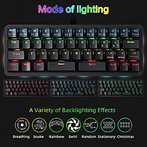Koolertron Single-Handed Programmable Mechanical Keyboard with OEM Gateron Red Switch,All 44 Programmable Keys Tools Keypad,8 Macro Keys,PBT Keycaps.[SMKD72-C]