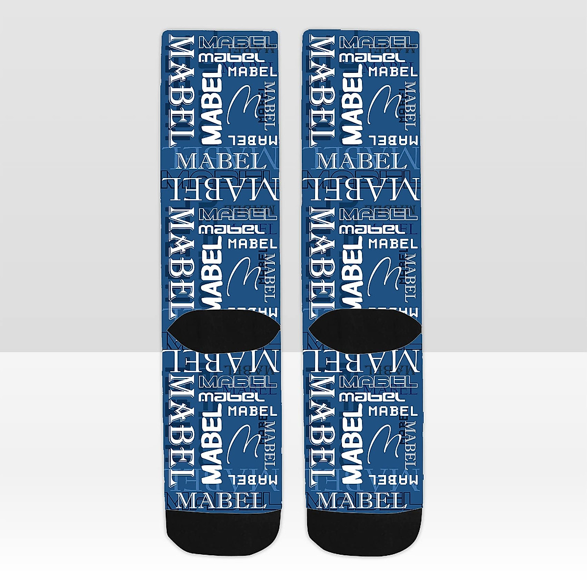 LoveHujiu Personalized Name Socks Funny Text Crew Sock Custom Birthday Christmas Gifts For Men Women Novelty Socks Darkblue